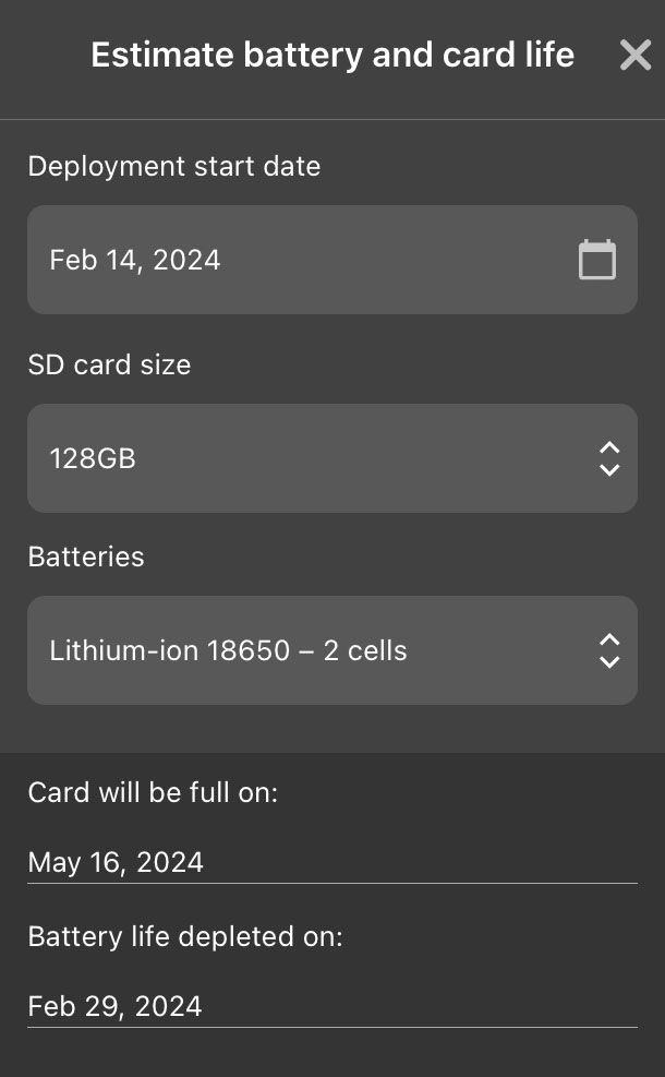 Estimate Battery and Card Life Window