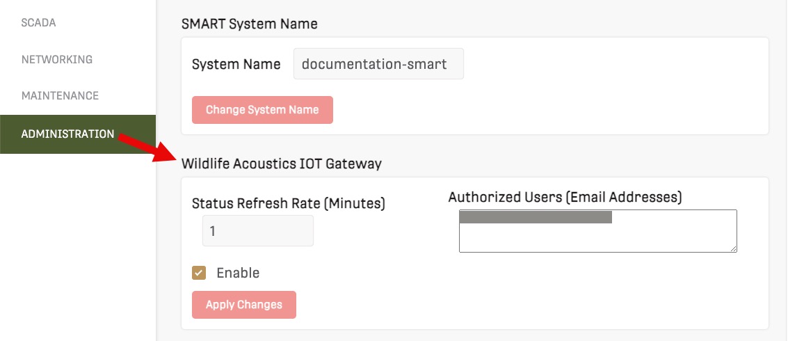 Enable the SMART IoT Gateway Connection
