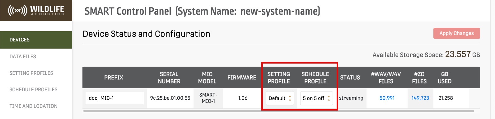 Select a Microphone Setting Profile and Schedule Profile
